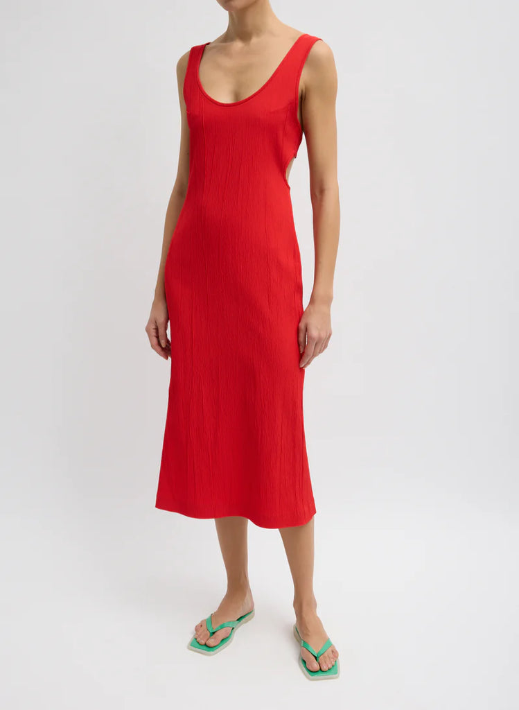 Creased Stretch Crepe Racerback Dress Red – TheStorebySchneeweiss